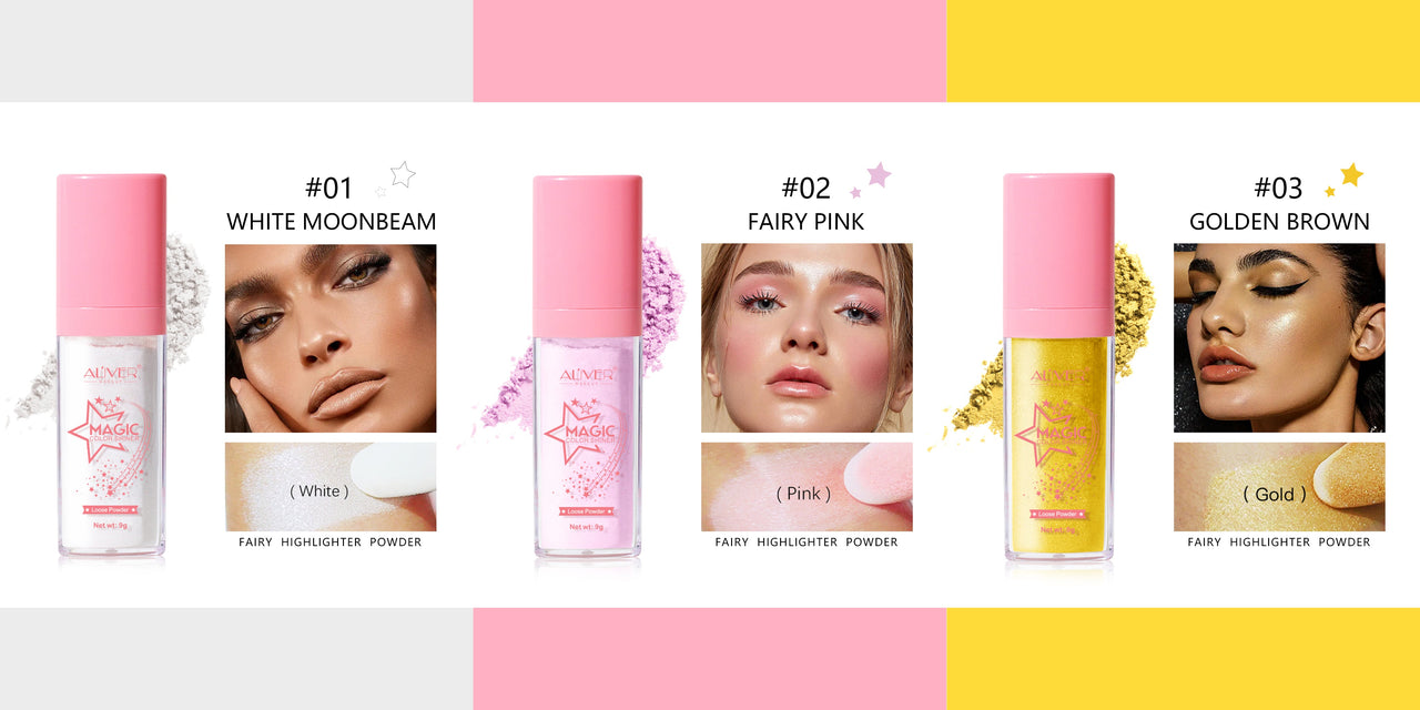 ALIVER Magic Color Shiner Loose Powder: Set, Brighten & Glow Naturally